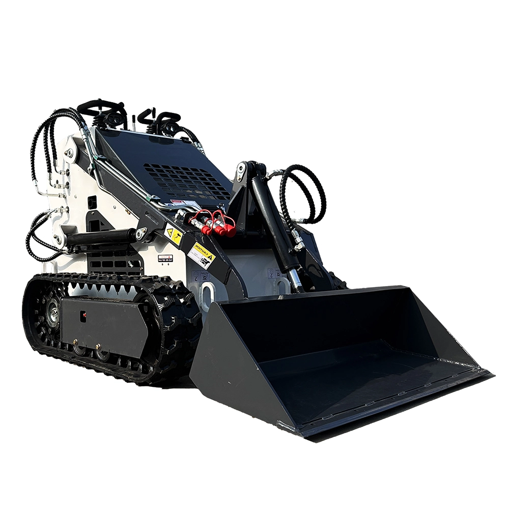 White Compact Utility Mini Skid Steer Loader on Behind Attachments - Enmax